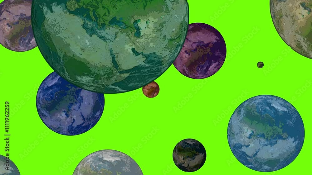 Animated video of planet earth rotating around other planets in space ...