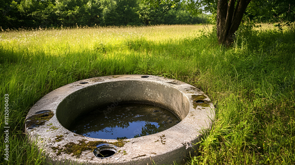 Septic tank and drain field diagram for wastewater system education ...
