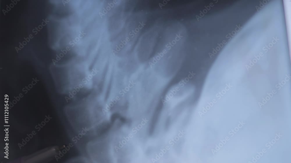 Close up video, Doctor learn X-rays for Diagnosing Whiplash Injuries of ...