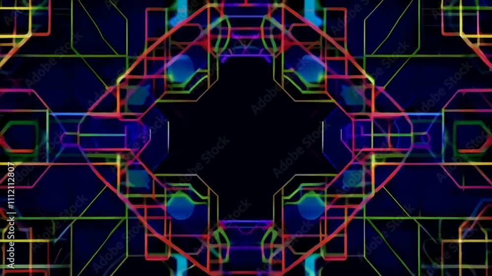 looping animation of interlocking geometric shapes that morph into ...