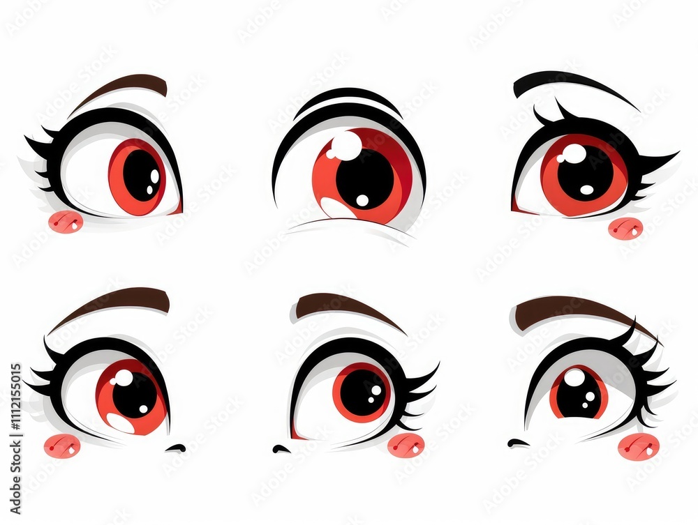 set of cute cartoon eyes on a white background with simple shapes and ...