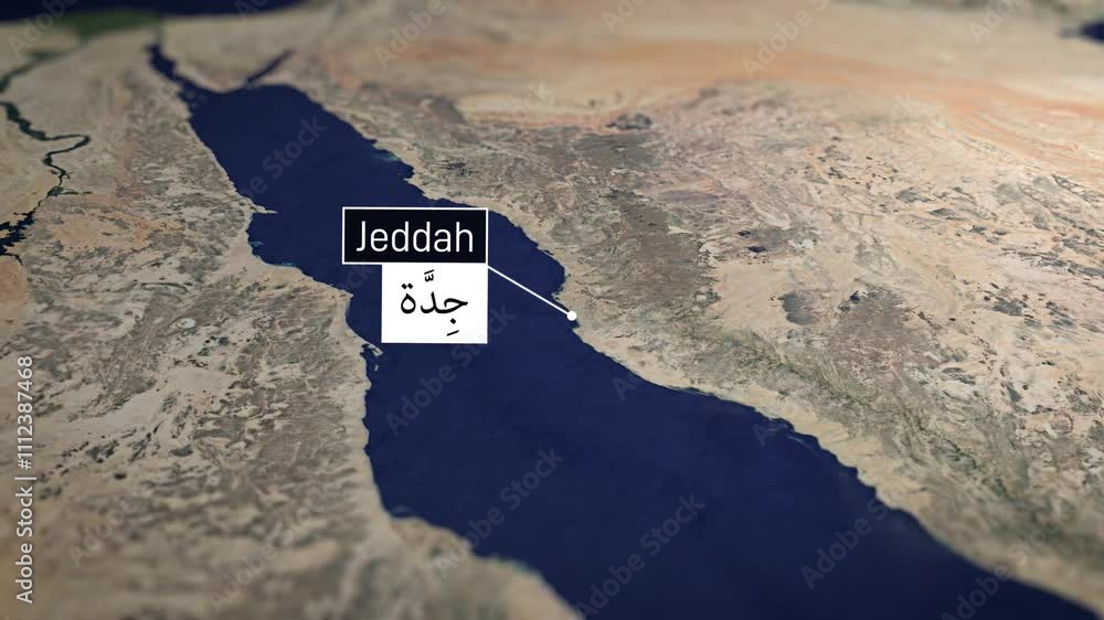 Jeddah City Map Zoom (Saudi Arabia). Showing the location of the city ...