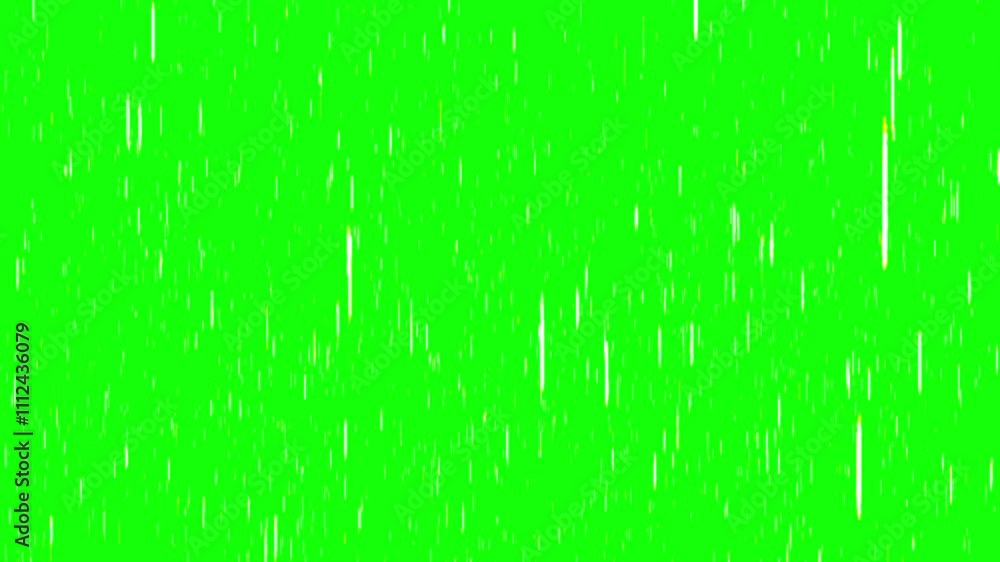 2d animated rain falling white lines on a green screen background ...