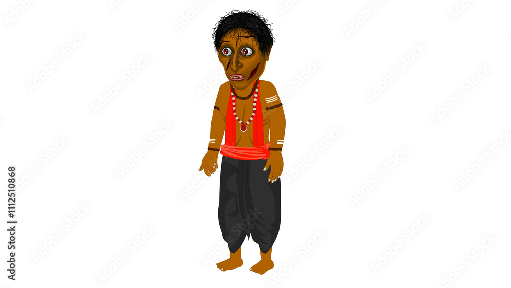 2D cartoon men horror design featuring various poses, expressions Stock ...