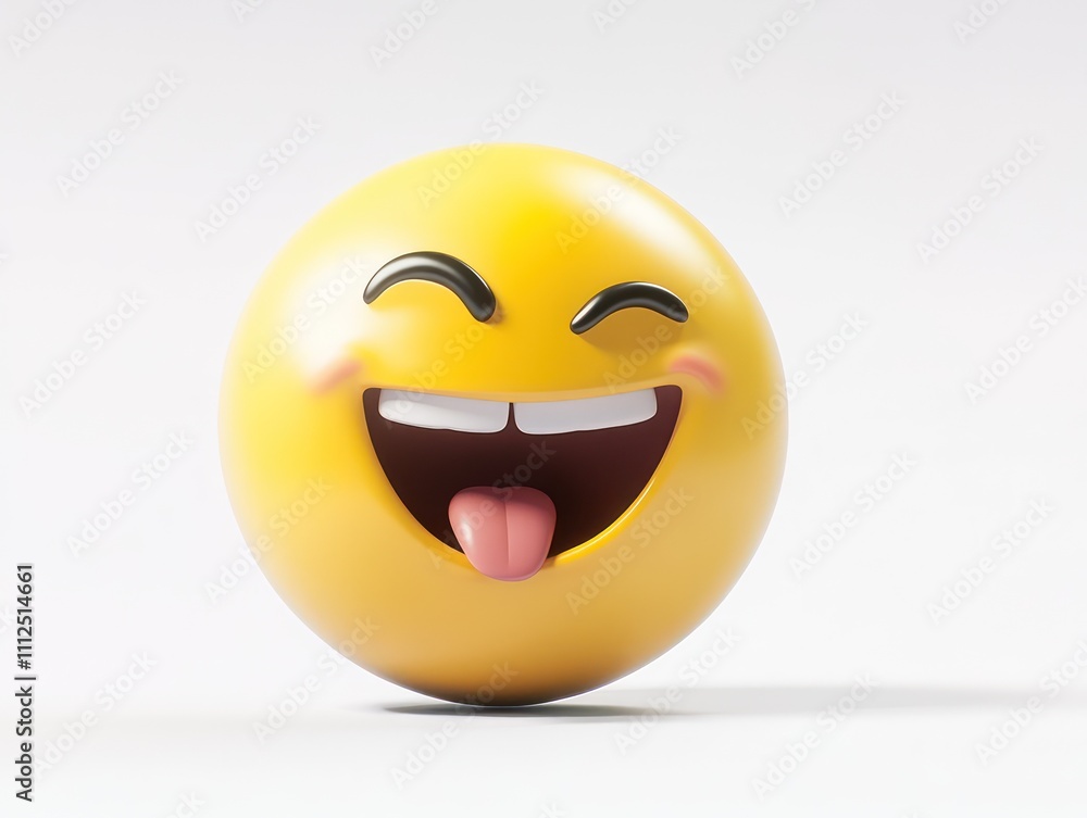 A fun-loving emoji with one eye winking mouth open in laughter set ...