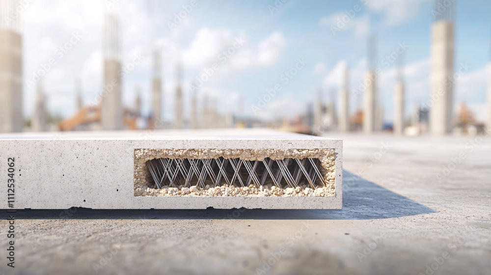 A composition of polymer-reinforced beams used in construction, with ...