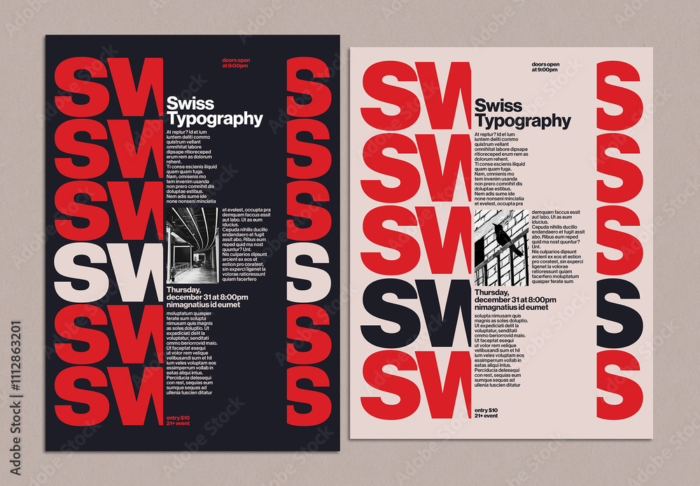 Swiss Poster Design Layout with Bold Typography Concept Stock Template ...