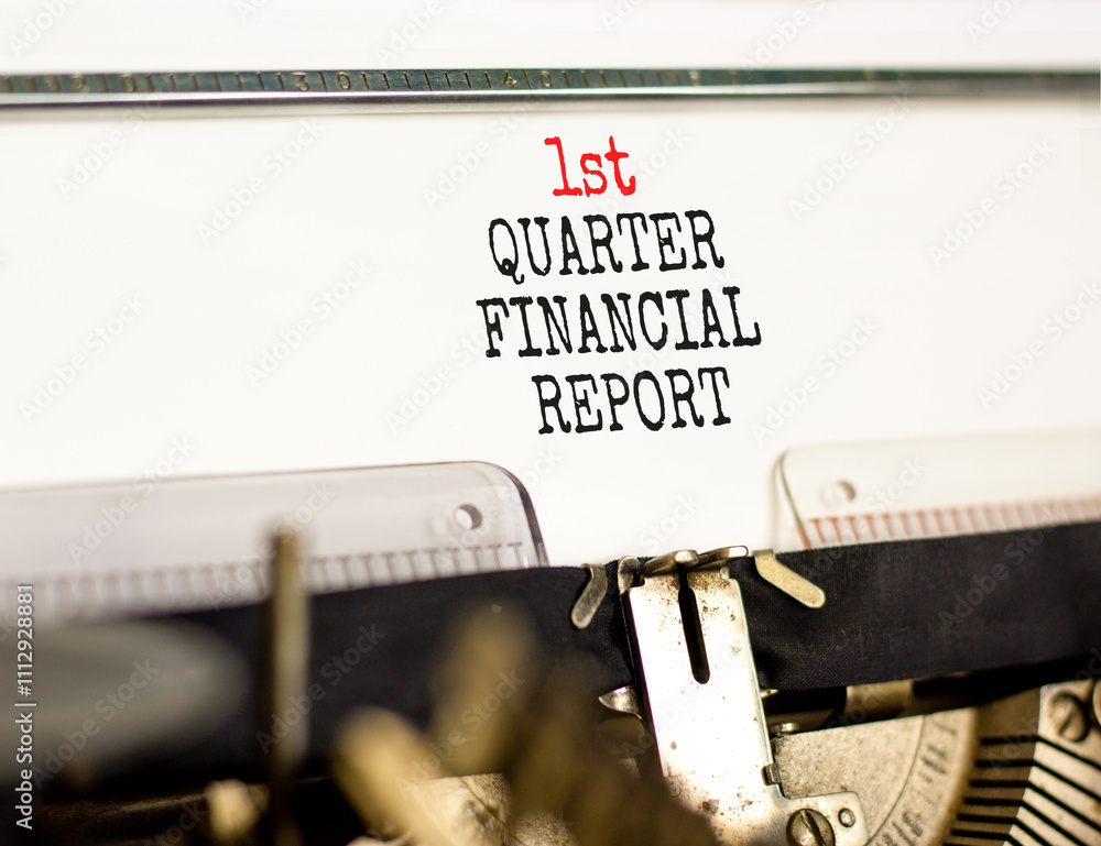 1st quarter financial report symbol. Concept words 1st quarter ...