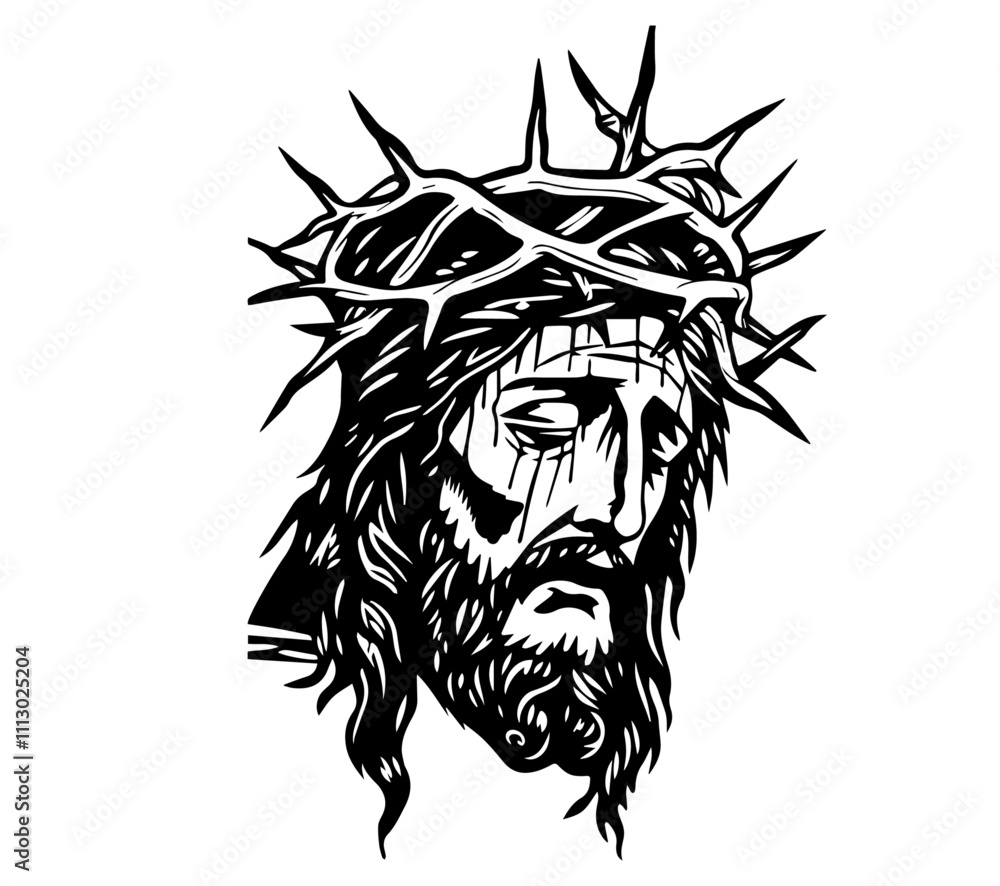 jesus christ portraits with religious symbolism Stock Vector | Adobe Stock