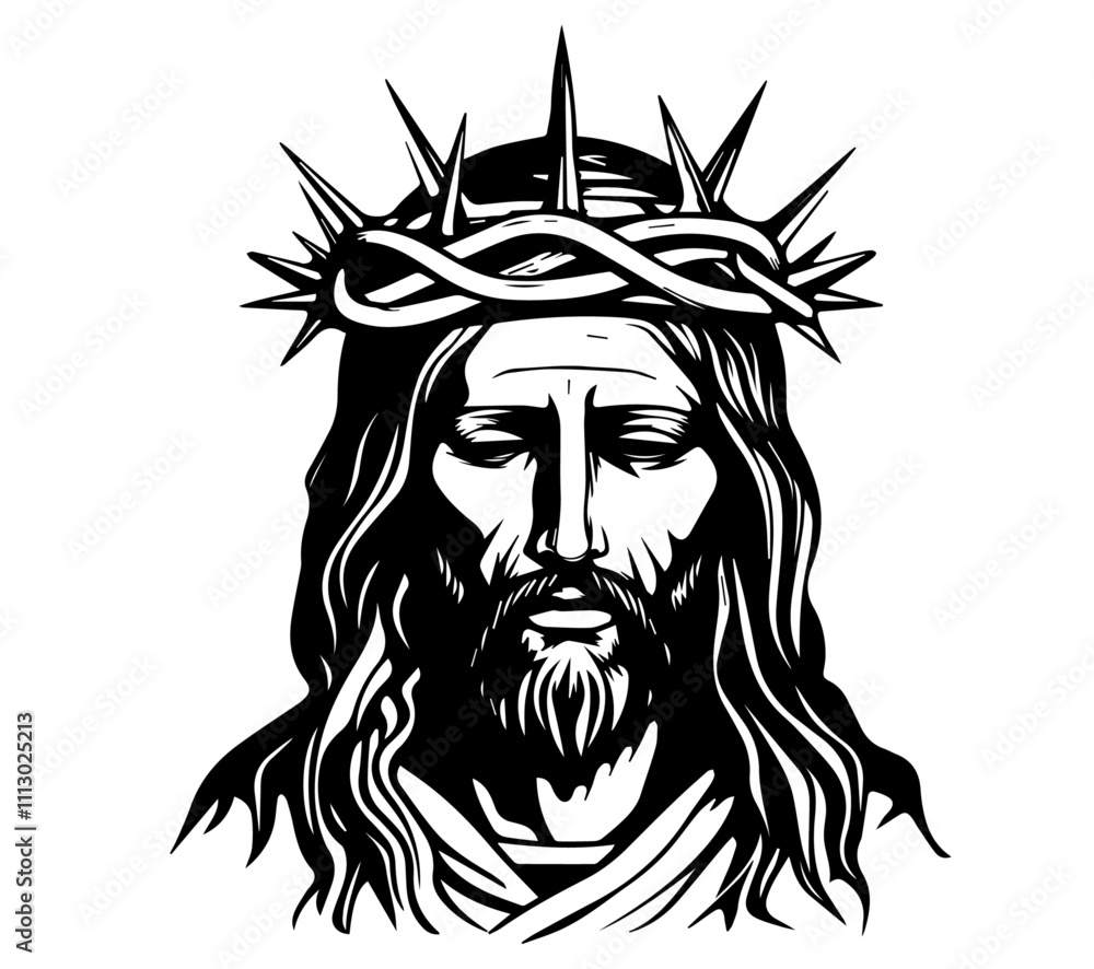 jesus christ portraits with religious symbolism Stock Vector | Adobe Stock