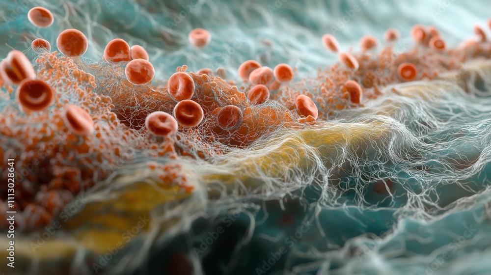 Foto de blood clot formation, showing platelets and red blood cells ...