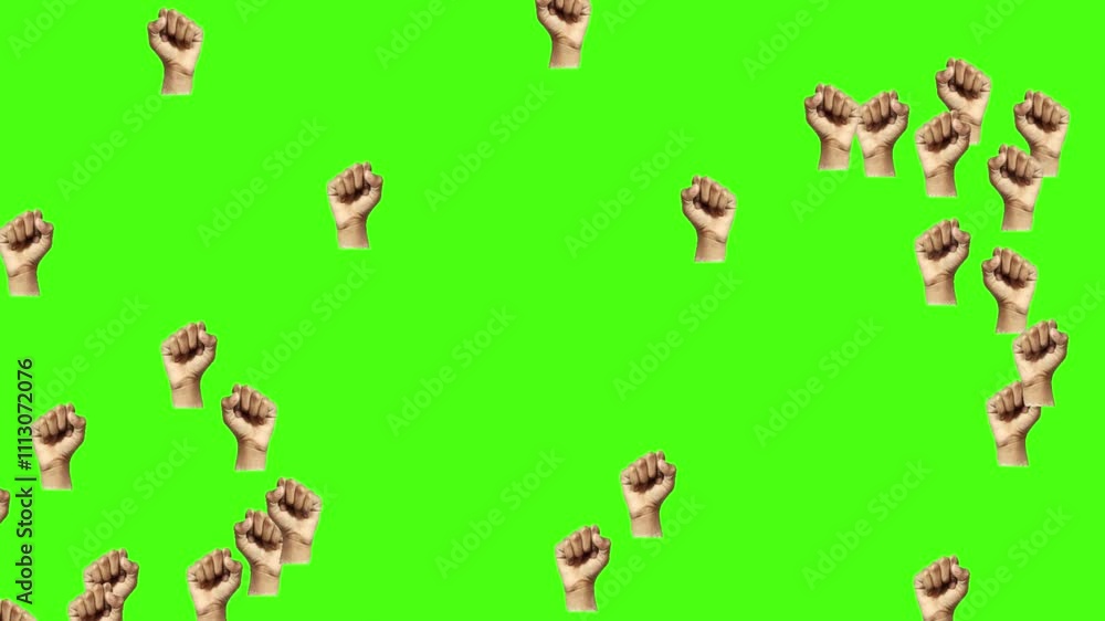 many printed South Africa's fist going-up animation on the green screen ...