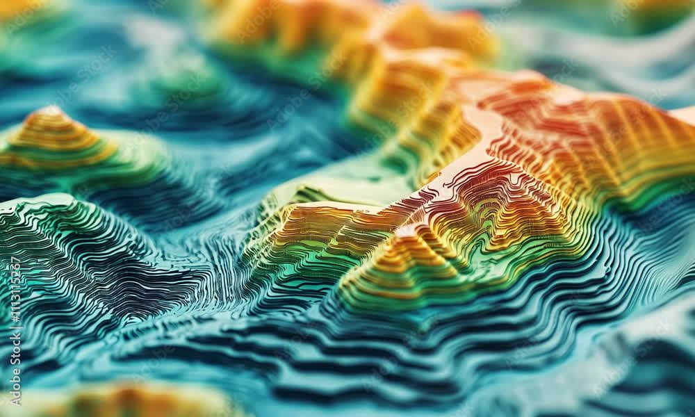 Abstract Topographic Landscape: A Vivid 3D Mountain Range Render Відео ...