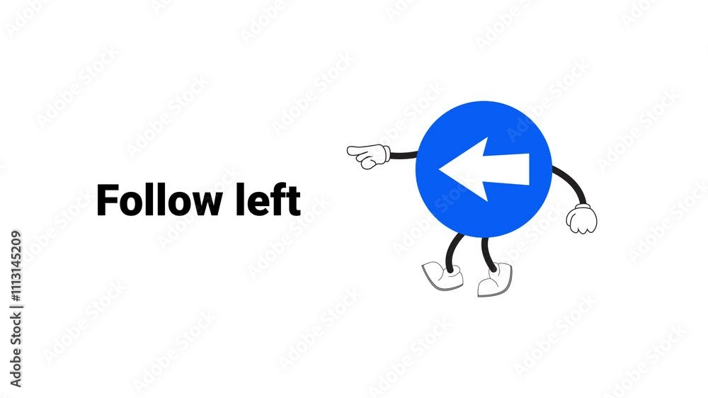 Animated follow left sign with cartoon characters, perfect for ...
