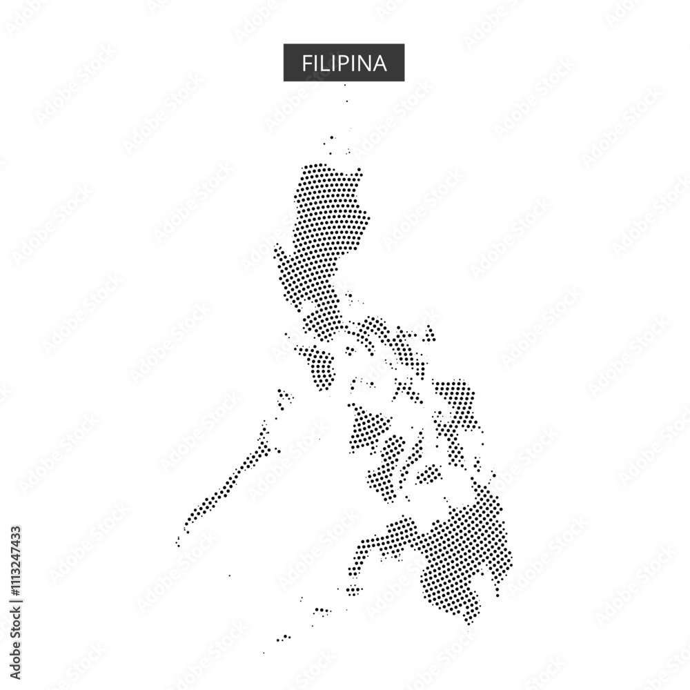 Filipina map illustration showcasing the geographical outline of the ...