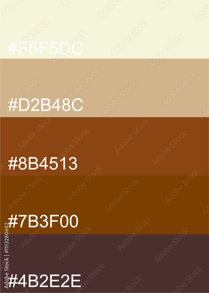 Pantone Color Palette for shades of brown with color codes Stock Vector ...