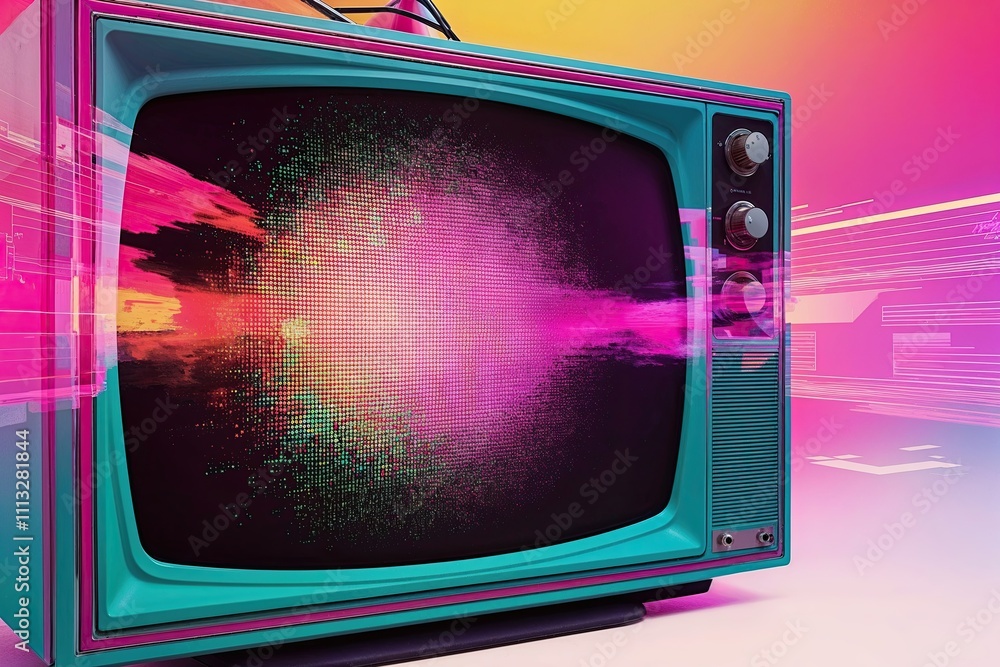 Experience Retro TV Signal Noise Overlay with Translucent Edges in ...