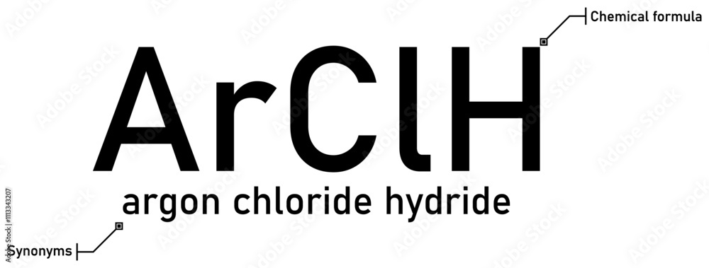 Photo & Art Print Argon chloride hydride chemical formula and synonyms ...