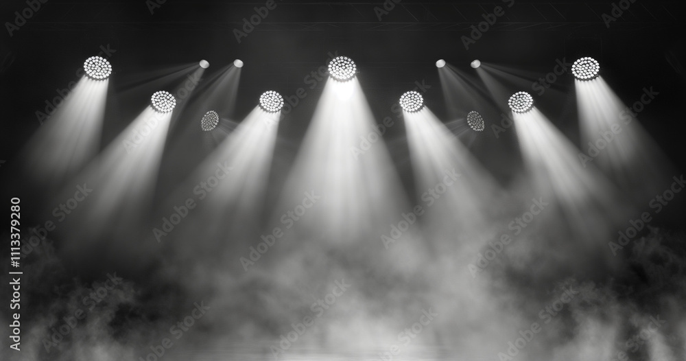 Stage Lighting Spotlight Beams Smoke Haze Dark Concert Stock Photo ...