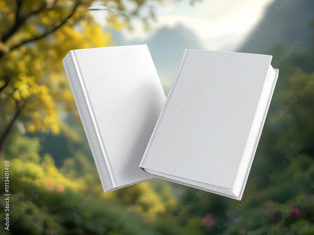 Hardcover Book Standing,white book mockup set - cover,A4 open page ...
