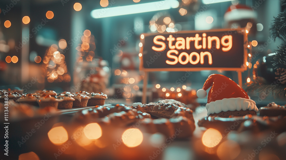 Christmas Bakery with Festive Decor and Santa Hat Theme, Starting Soon ...