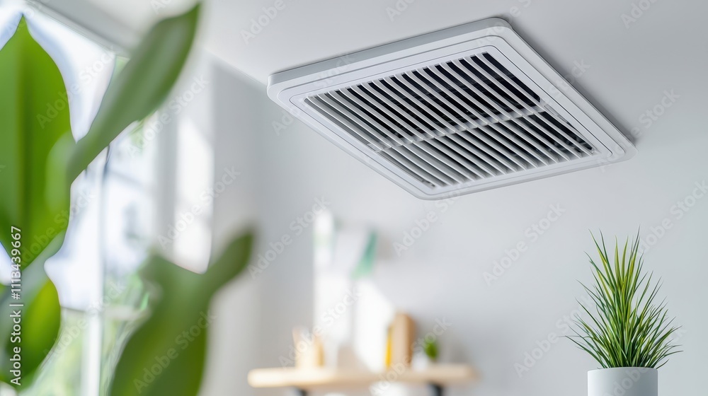 Room Ceiling Ventilation Concept, Close-Up View of a Rectangular ...