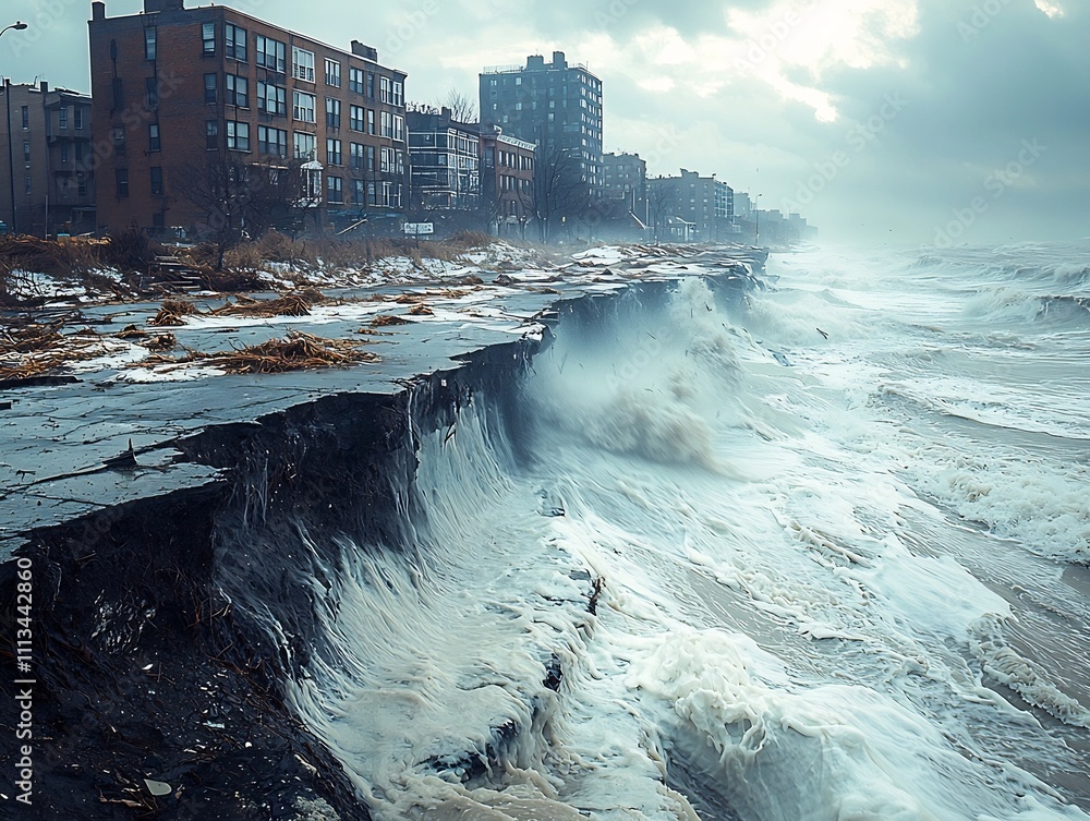 Coastal Erosion Transforming a Beach Into Dramatic Cliffs With Waves ...