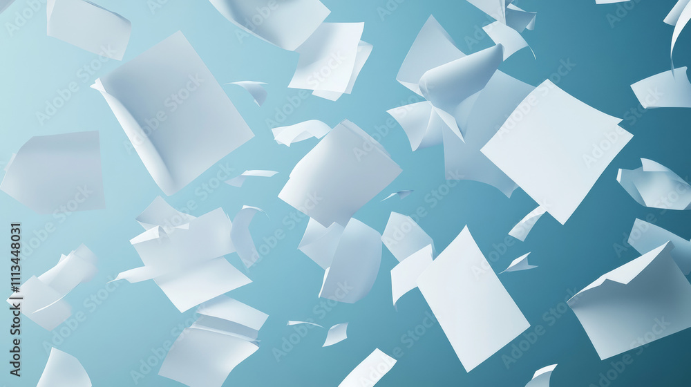 Ilustrace „Flying paper sheet in different angles of view. Realistic 3d ...