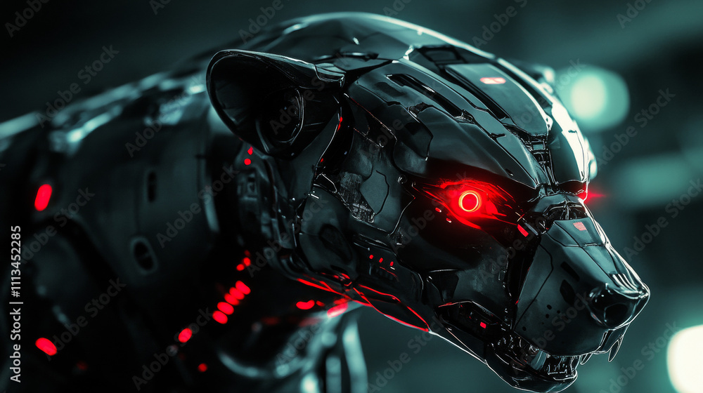 Cartoon evil robots animals robotics monsters. Cyborgs cheetah or puma ...