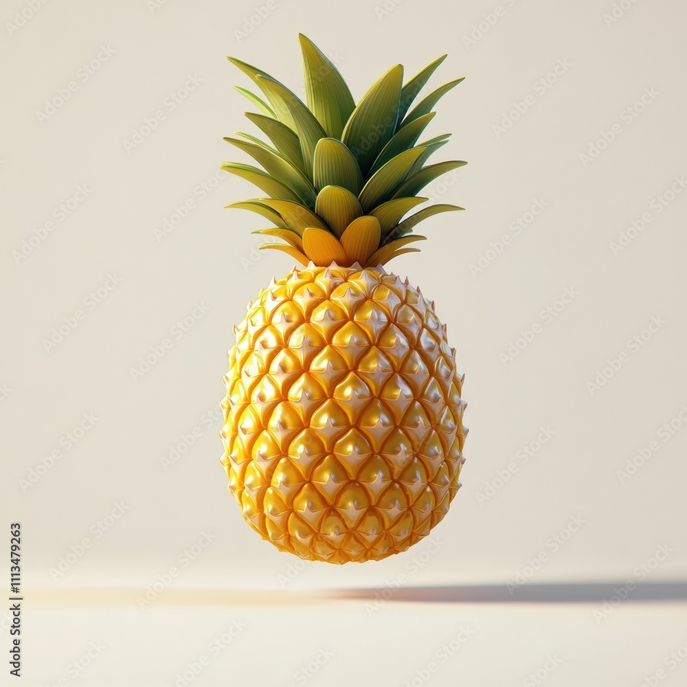 Floating Pineapple: A vibrant and juicy pineapple hovers against a soft ...