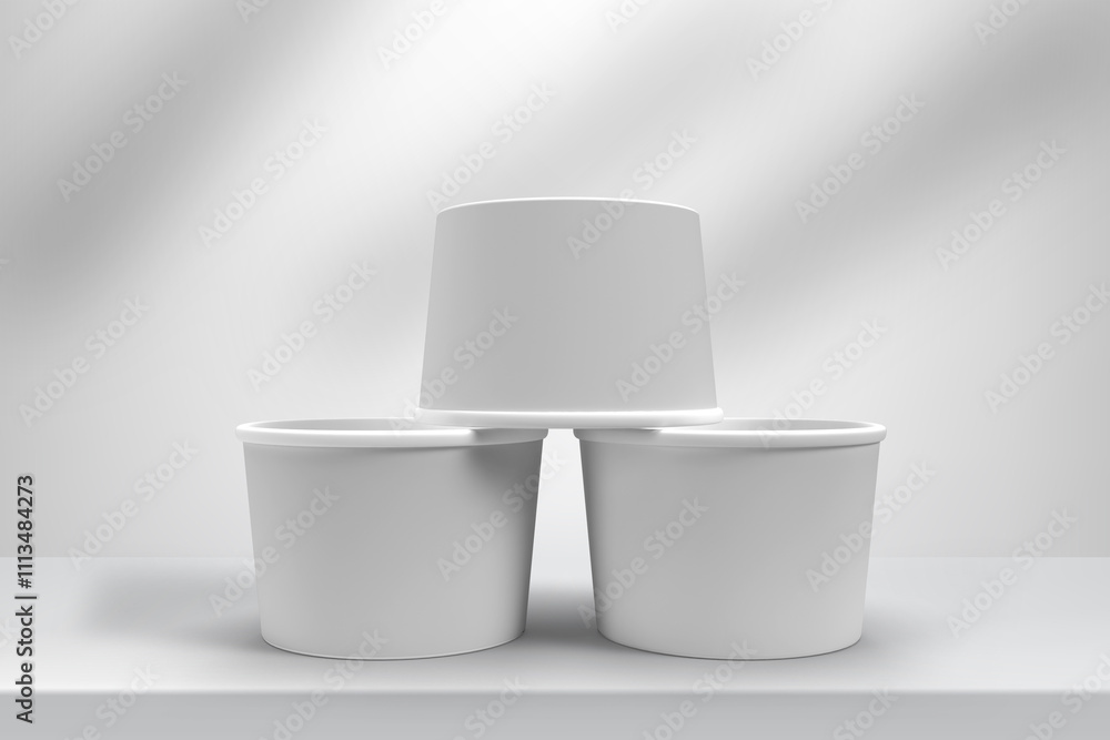 Plastic ice cream tub container mockup. Realistic blank clear gelato ...