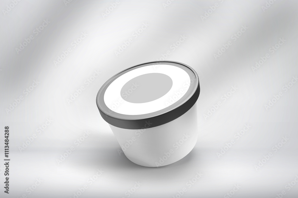 Plastic ice cream tub container mockup. Realistic blank clear gelato ...