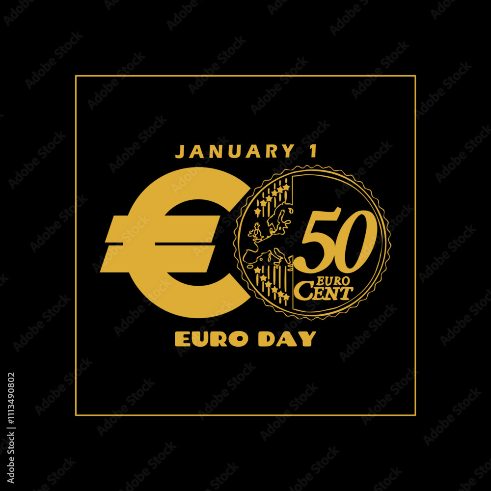 Euro Day to celebrate on January 1st. Euro currency symbol with ...