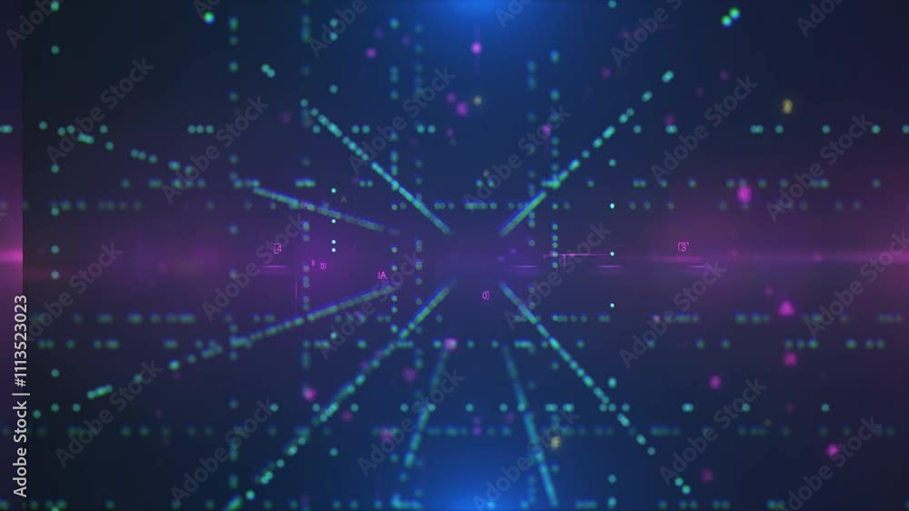 A dynamic technology background with a burst of digital data and code ...