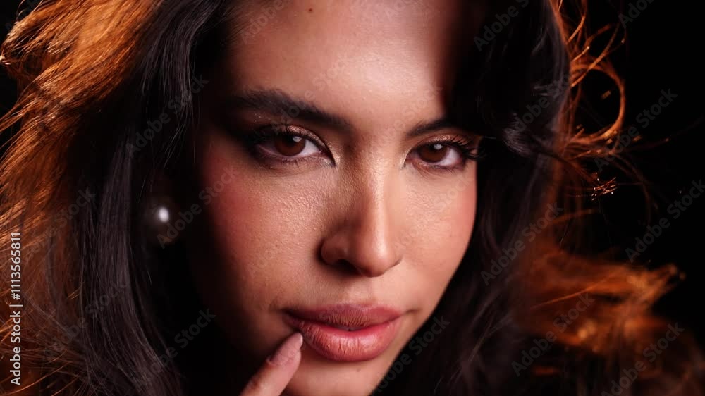 Perfect female glamour model facial expressions, slow motion, close-up ...