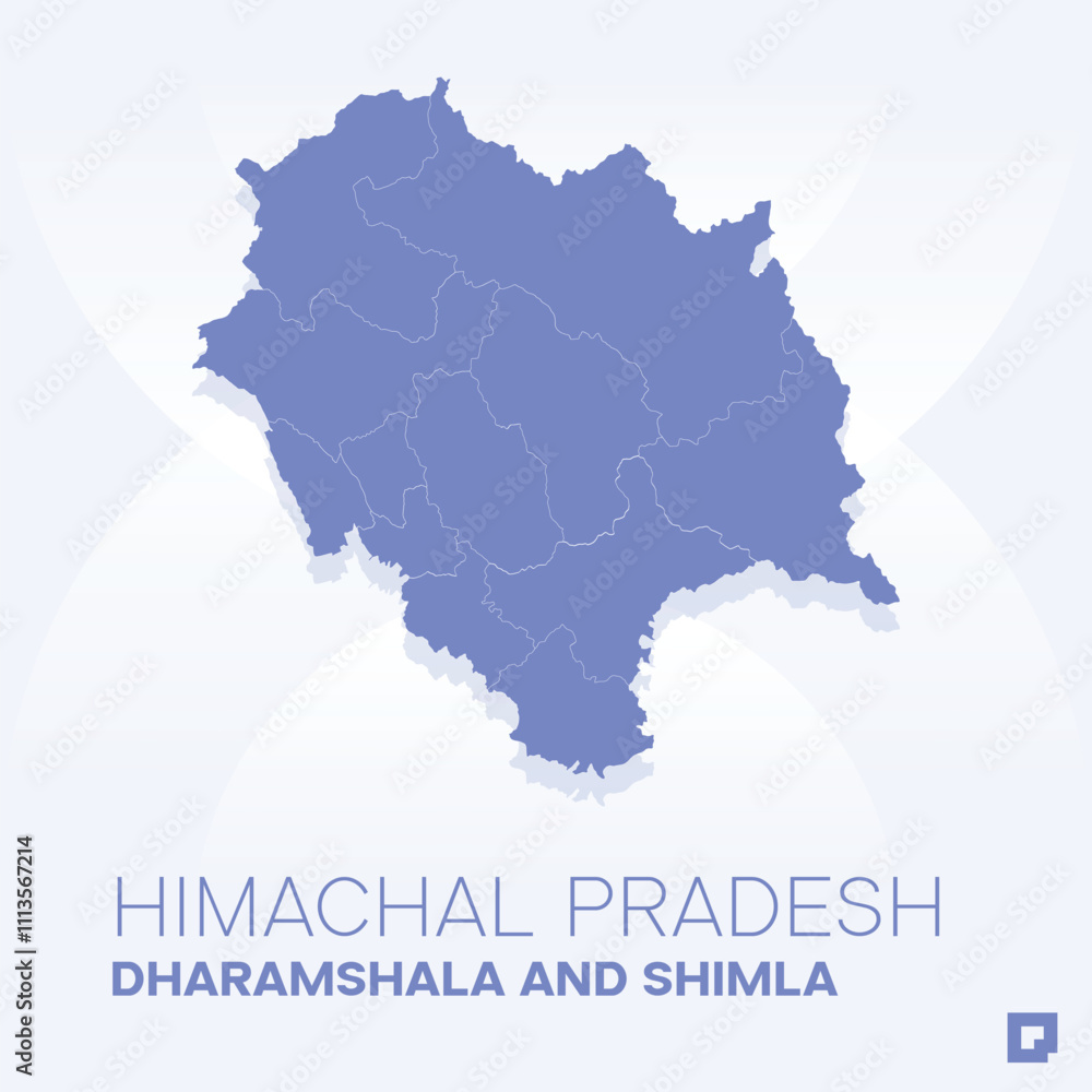 Poster Himachal Pradesh vector map, Vector map of Himachal Pradesh ...