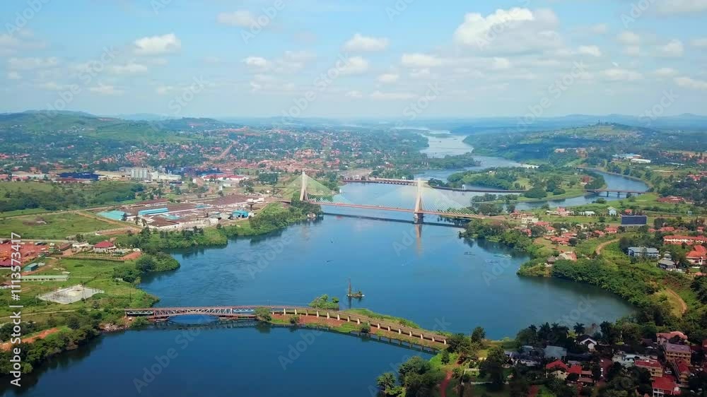 Jinja Nile Bridge Across The Nile River Connecting The Town Of Njeru to ...