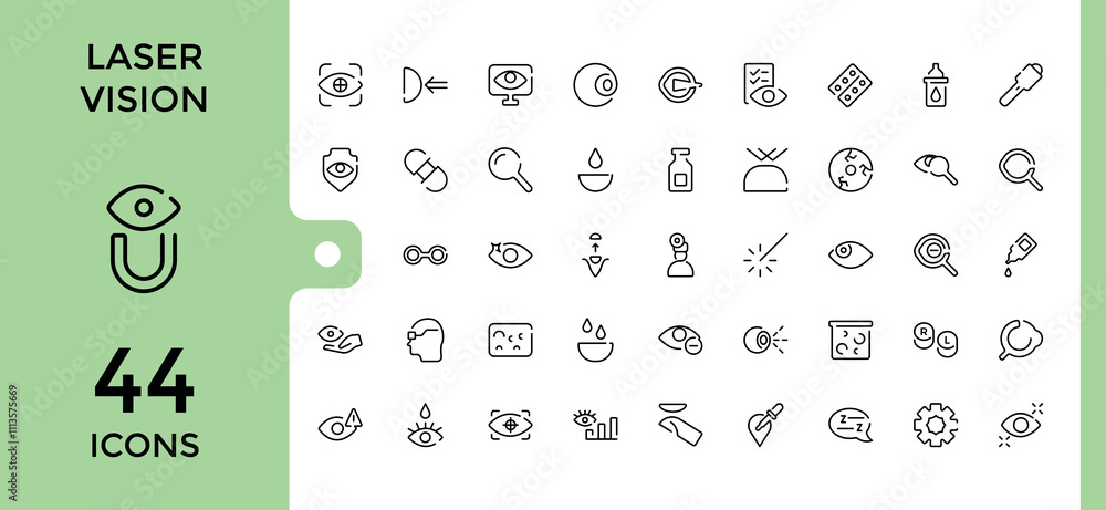 Laser Vision thin line icon set. Contains related to pharmacy, sight ...