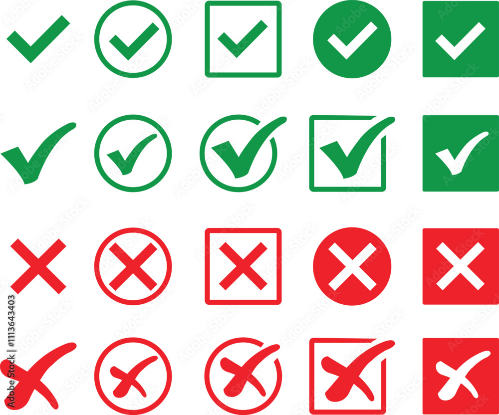 check mark and cross symbolizing a positive and negative response ...
