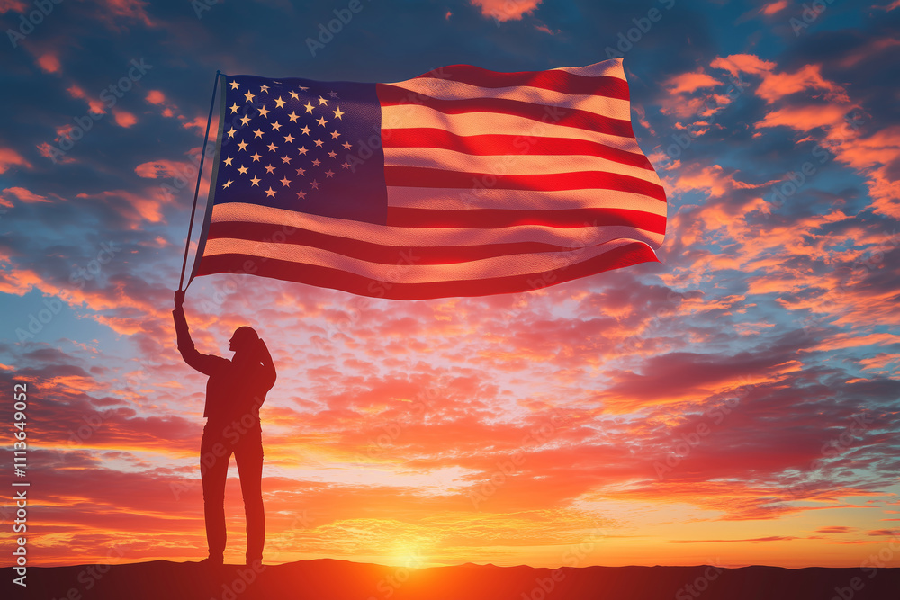 Celebrating American women power through unity and strength at sunset ...