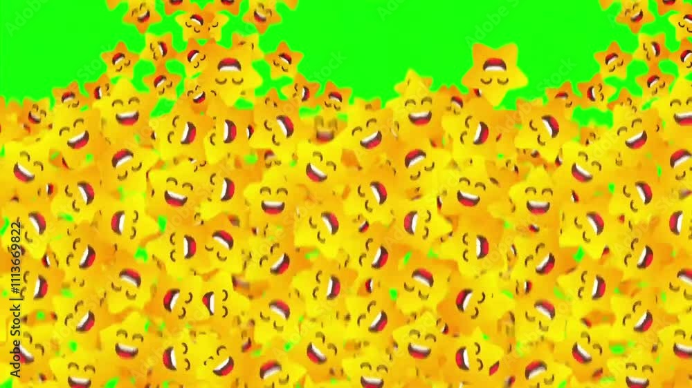 Yellow star smiley face emojis on green screen transition, perfect for ...
