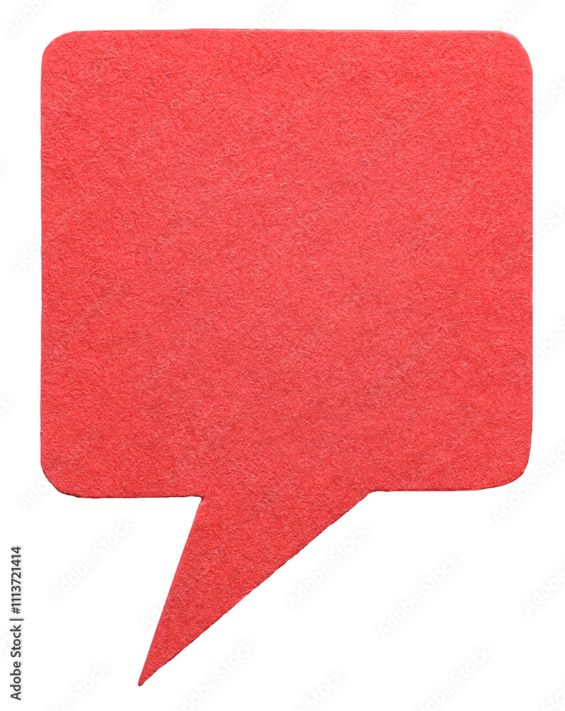 Red blank cut out cardboard paper speech bubble with round rounded ...