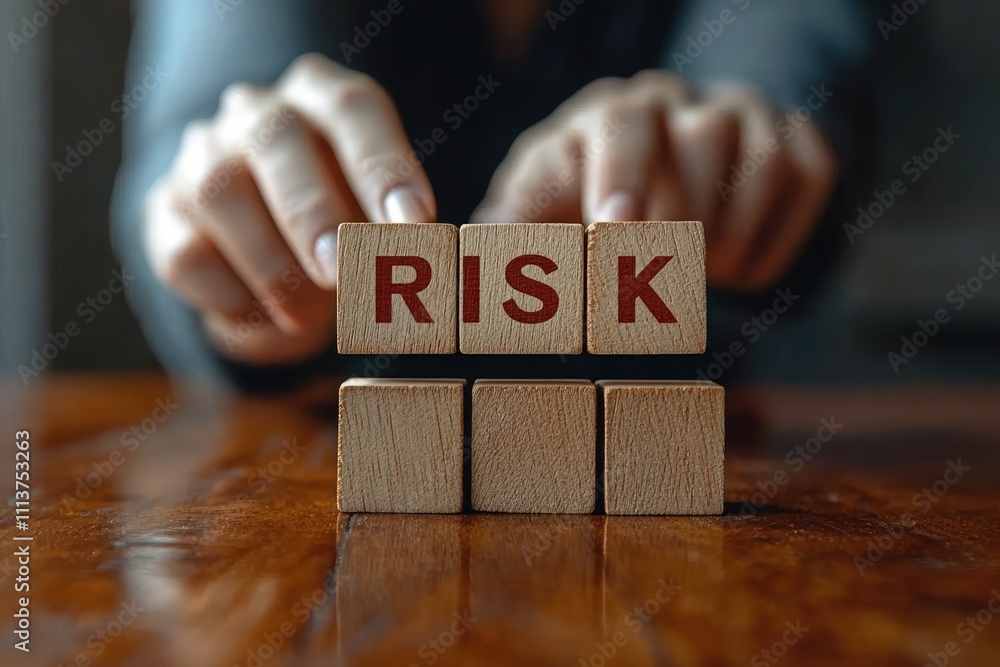 Risk Management Strategy Person Stacking Wooden Blocks for Business ...