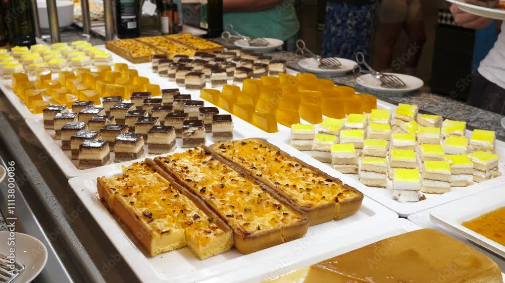 Sweet table a pieces of cakes and jelly confectionery layout a food ...