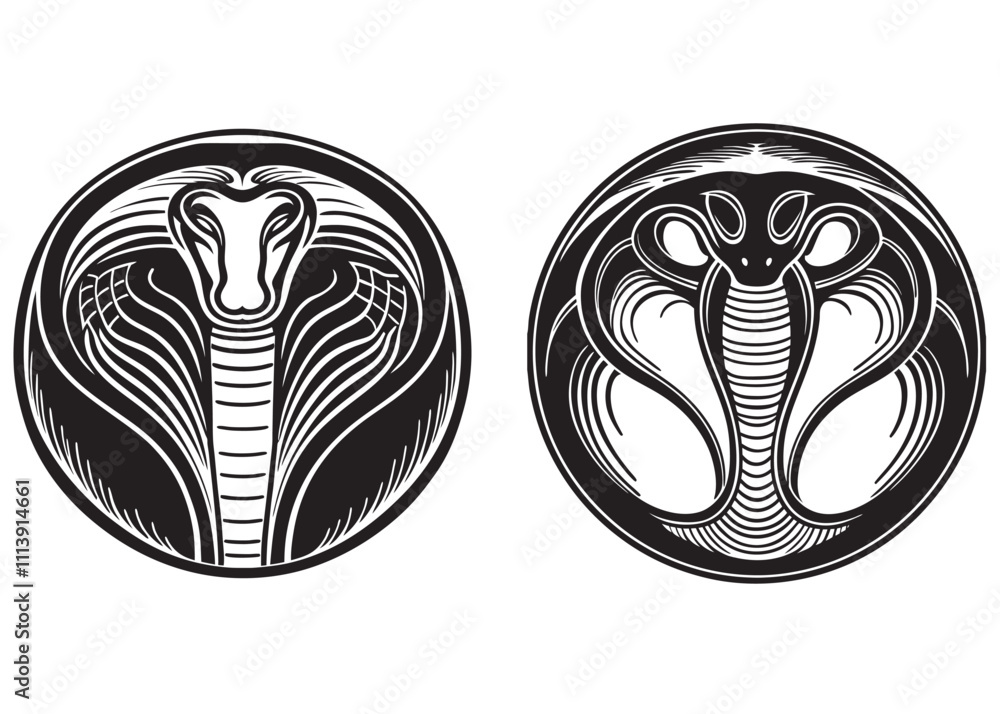 snake face logo silhouette vector illustration, silhouette of cobra ...