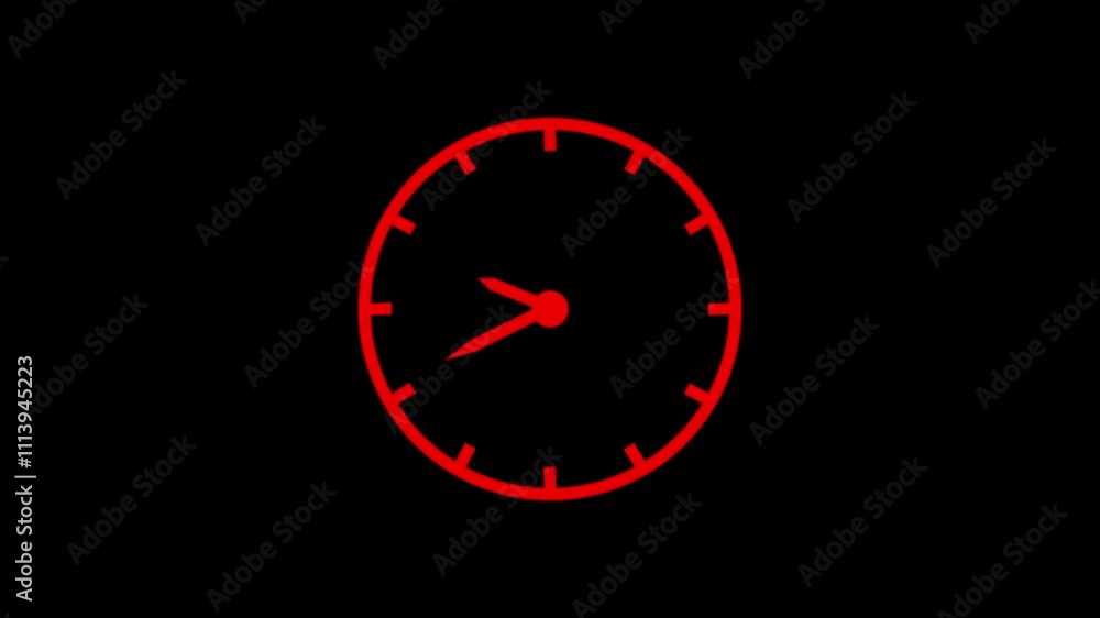 Round wall clock red animation .The timer counts down the time. Wall ...