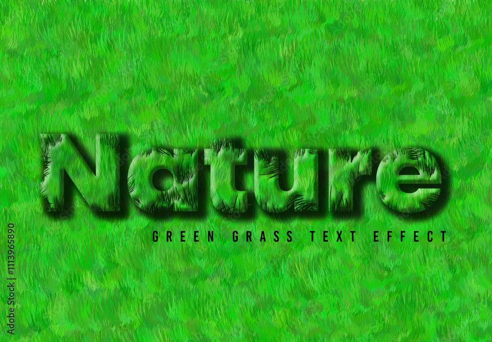 Green Grass Text Effect Template Stock Template | Adobe Stock
