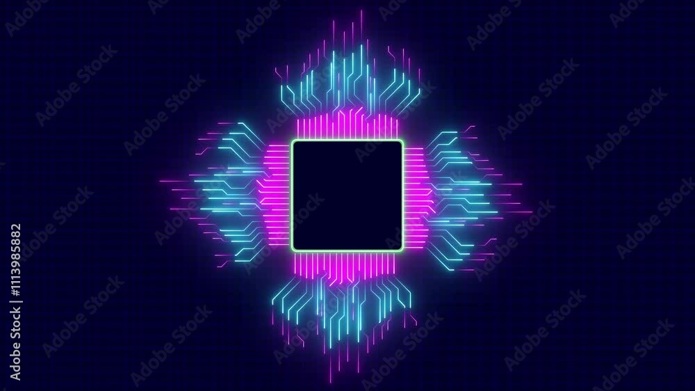 Particles Energy flowing through circuits screen, visualizing digital ...