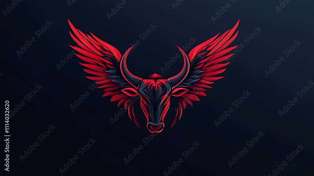 Artistic bull with wings logo template combining power and creativity ...