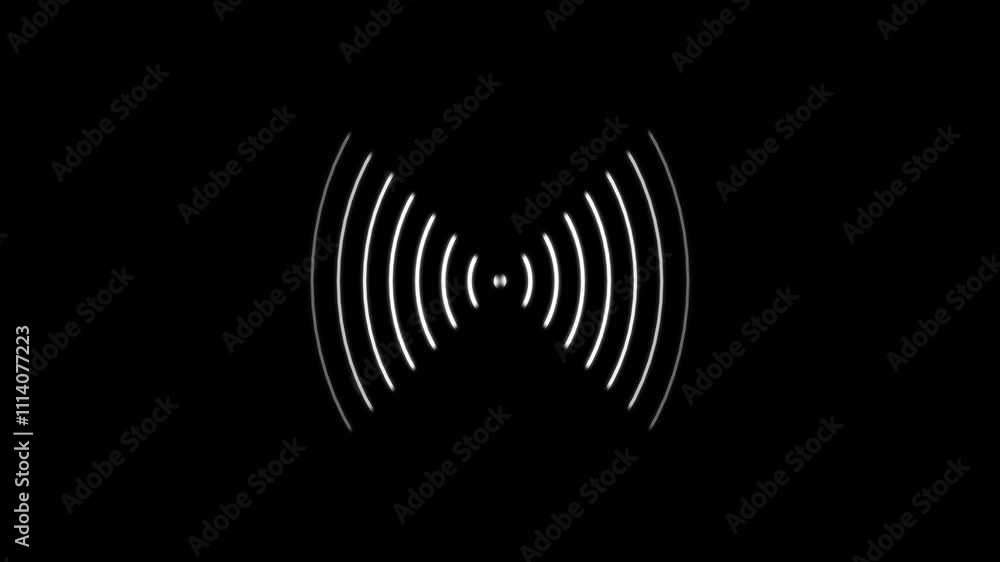 Animation of blue radio waves spreading, alpha channel. Radio wave ...